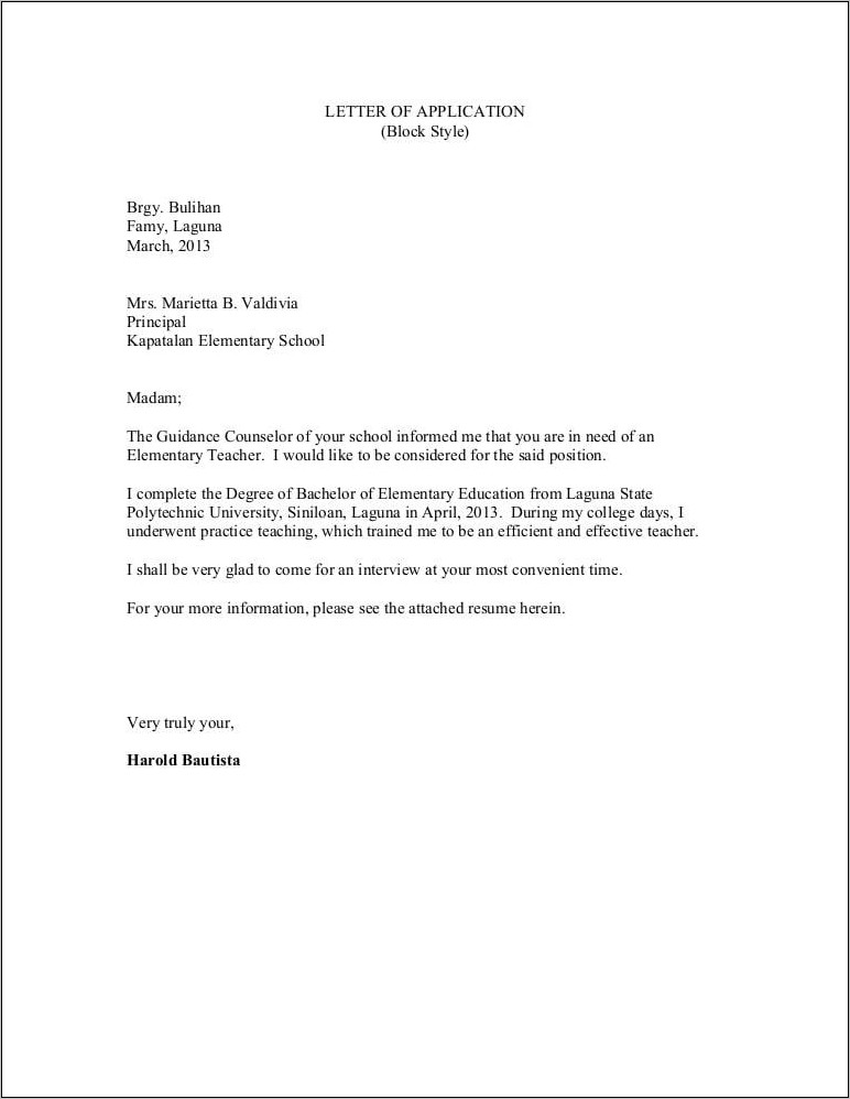 Contoh Surat Lamaran Semi Block Style Pusat Edukasi Riset