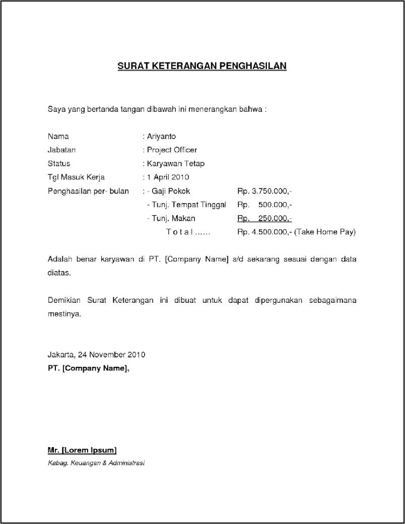 Contoh Surat Keterangan Tidak Bekerja Di Luar Negeri Surat Lamaran